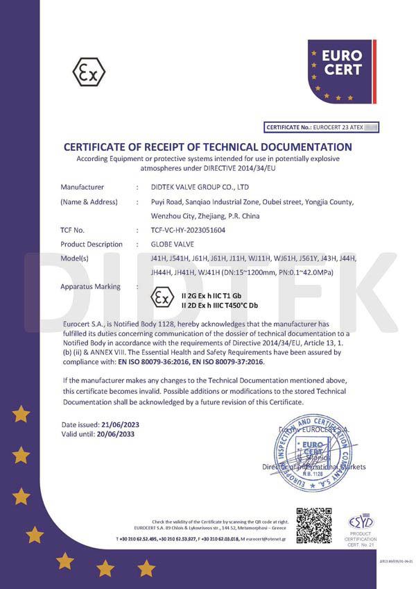 证书 - 缔德阀门集团有限公司